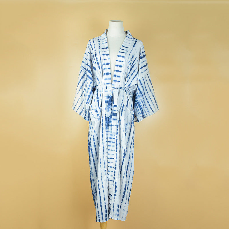 Lace-up Print Sun Shirt Long Sleeve Beach Resort Bikini Jacket – Swim ...